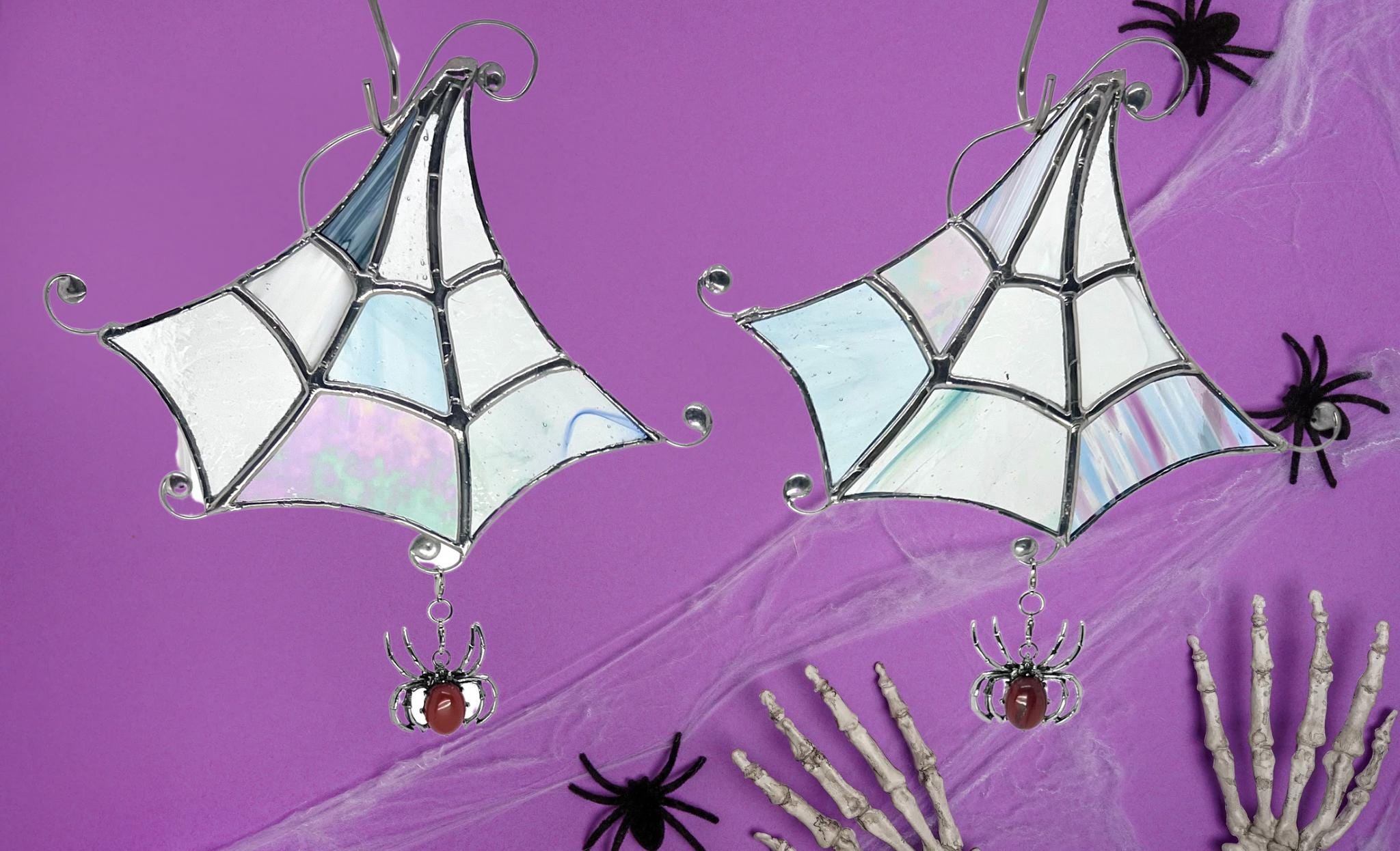 Stained Glass Spider Webs With Spiders - Etsy