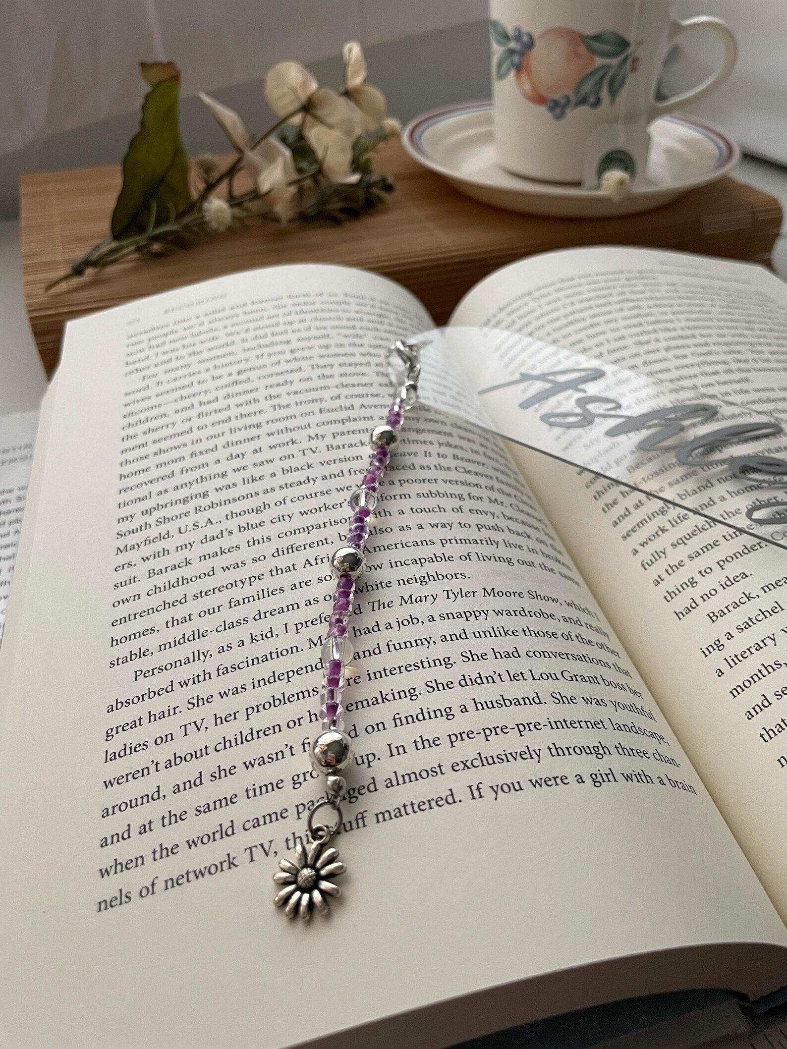 Clear Acrylic Bookmark With Dangle Using Pink, Clear, Silver Glass ...