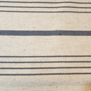 Woven Table Runner Blue and Ivory Stripe Fringed Ends Woven Cotton 16 X ...