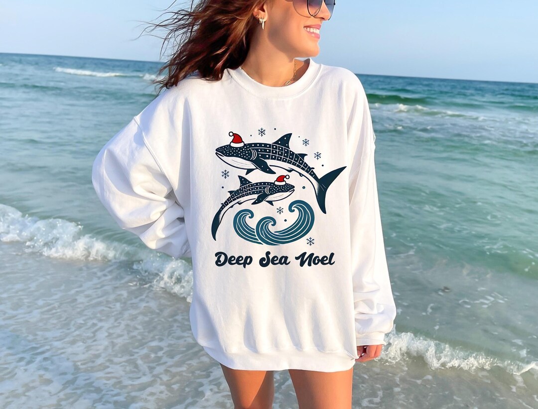 Deep Sea Noel Whale Shark Christmas Sweatshirt,festive Ocean Sweatshirt ...