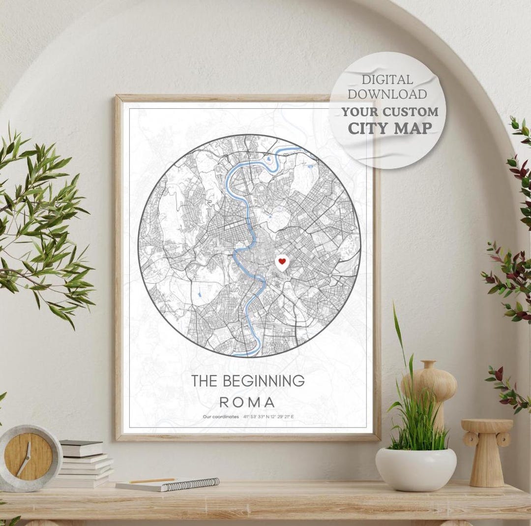 Custom City Map Poster for Any City | Wall Decor | Anniversary Gift ...