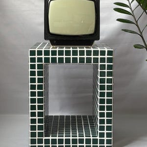 Funky Cube Plant Stand, Colorful Tile Pedestal With Hole, Mosaic Glass ...