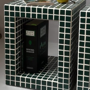 Funky Cube Plant Stand, Colorful Tile Pedestal With Hole, Mosaic Glass ...