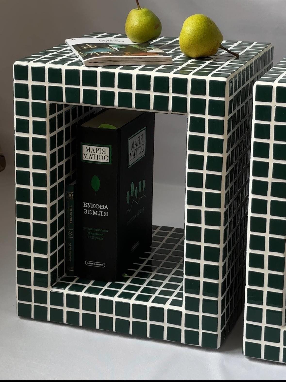 Funky Cube Plant Stand, Colorful Tile Pedestal With Hole, Mosaic Glass ...