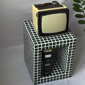 Funky Cube Plant Stand, Colorful Tile Pedestal With Hole, Mosaic Glass ...