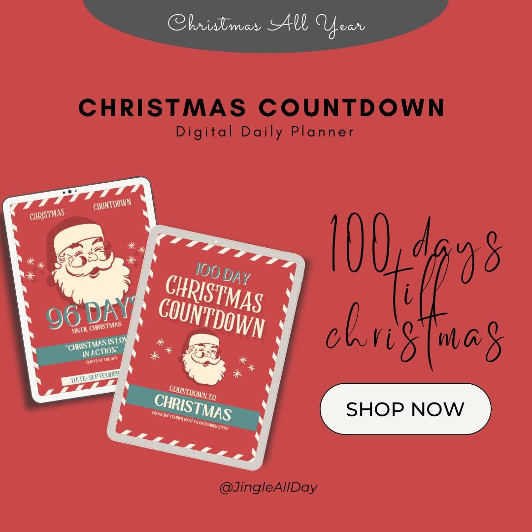 DIGITAL Daily Christmas Countdown Calendar (100 Countdown to Christmas ...