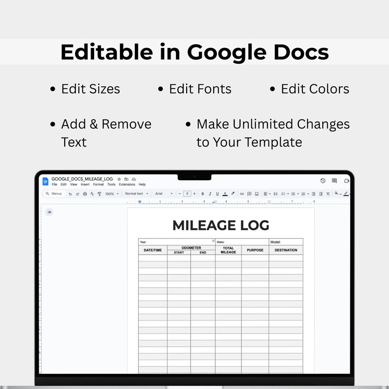 Printable Mileage Log Template – Car Mileage Sheet – Business Mileage Tracker Template ...