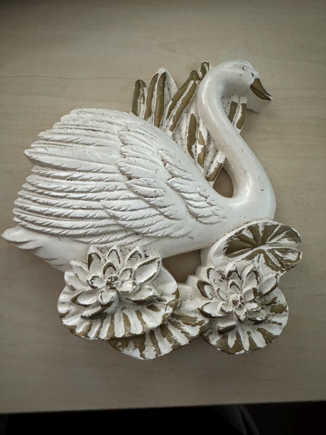 Chalkware Plaster Single Swan Bathroom Wall Hanging Decor Vintage ...