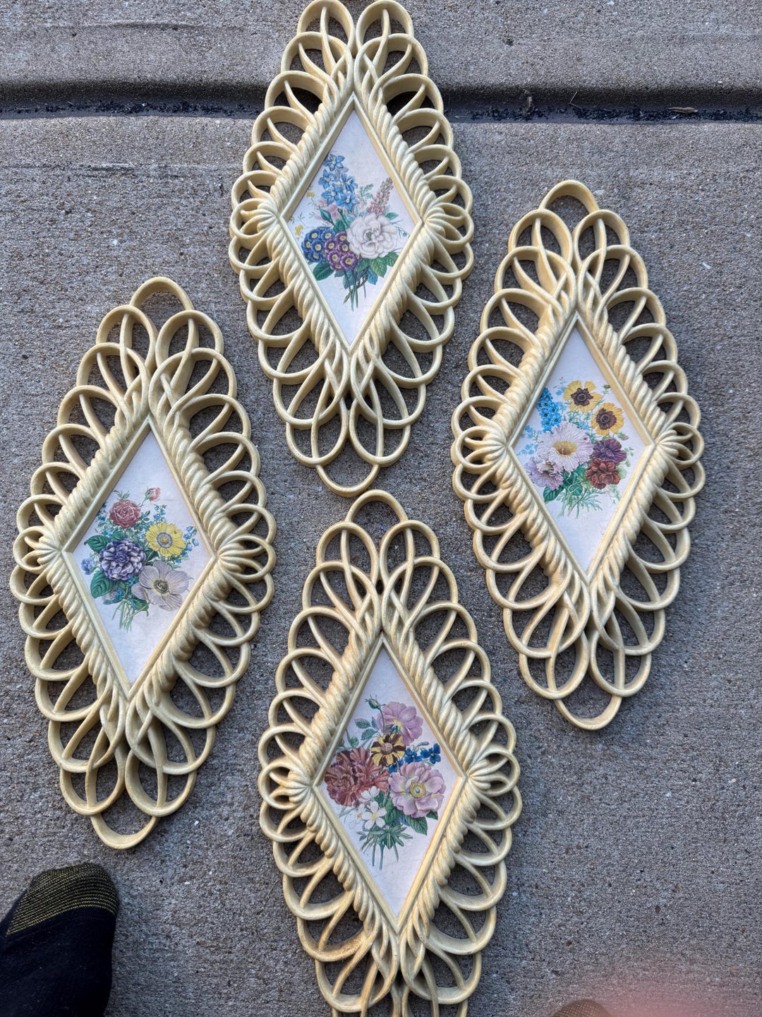 1975 Vintage Burwood Floral Art Set of 4 - Mid Century Modern Decor - Etsy