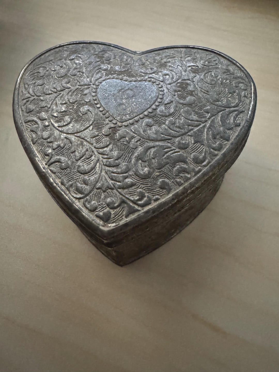 Vintage Silver Plated Heart Shaped Box With Red Velvet Inside ...