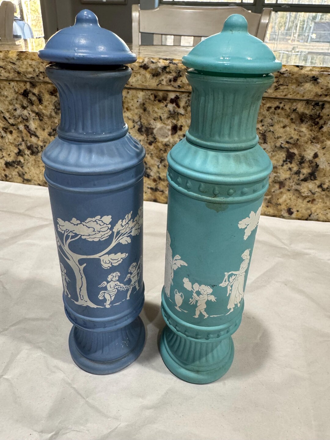 Vintage Avon Wedgwood Style Blue & Teal Set Charisma Cologne Empty ...