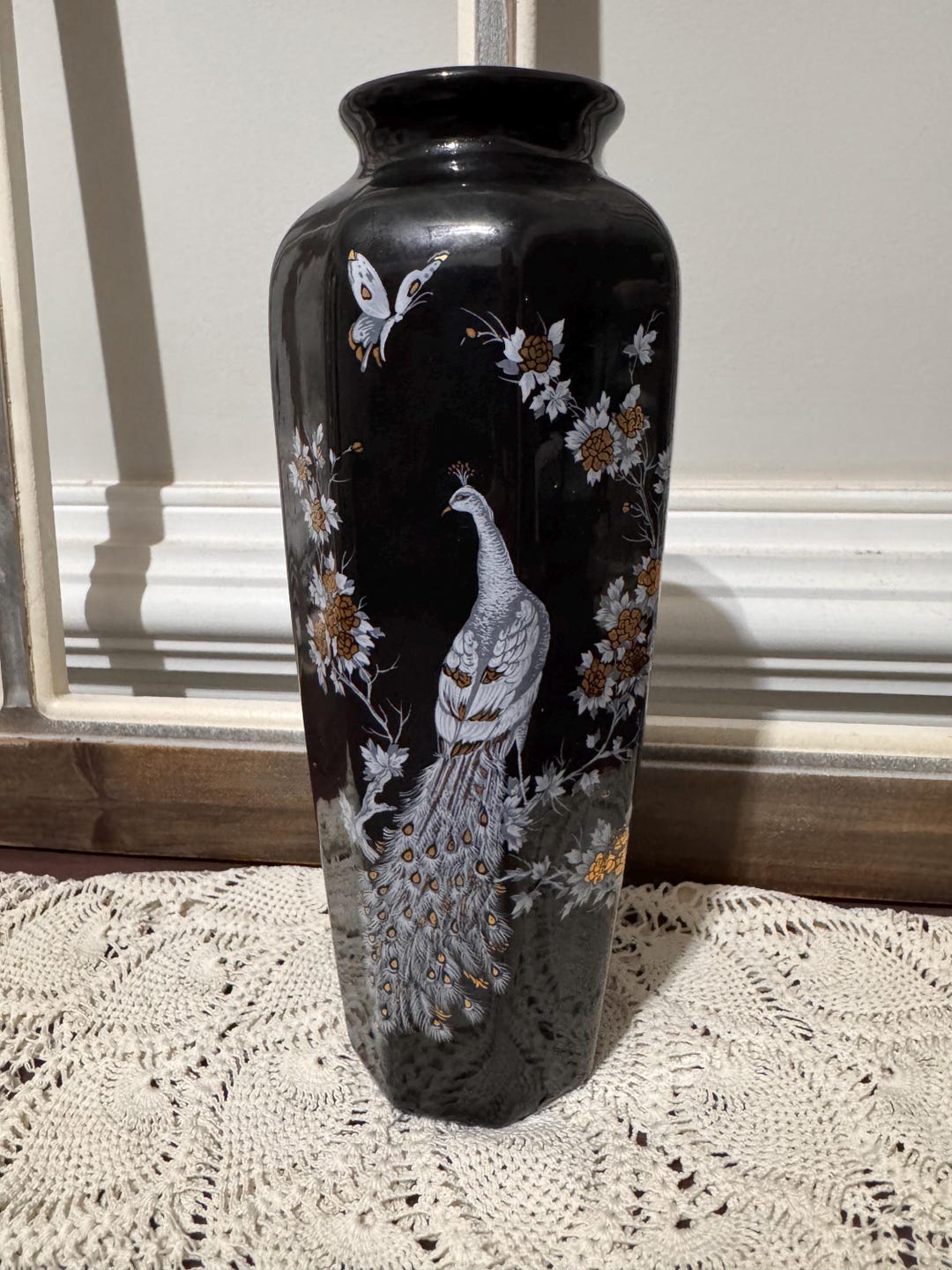 Vintage Shibata Japanese Vase: Whie Peacock With Flowers and ...