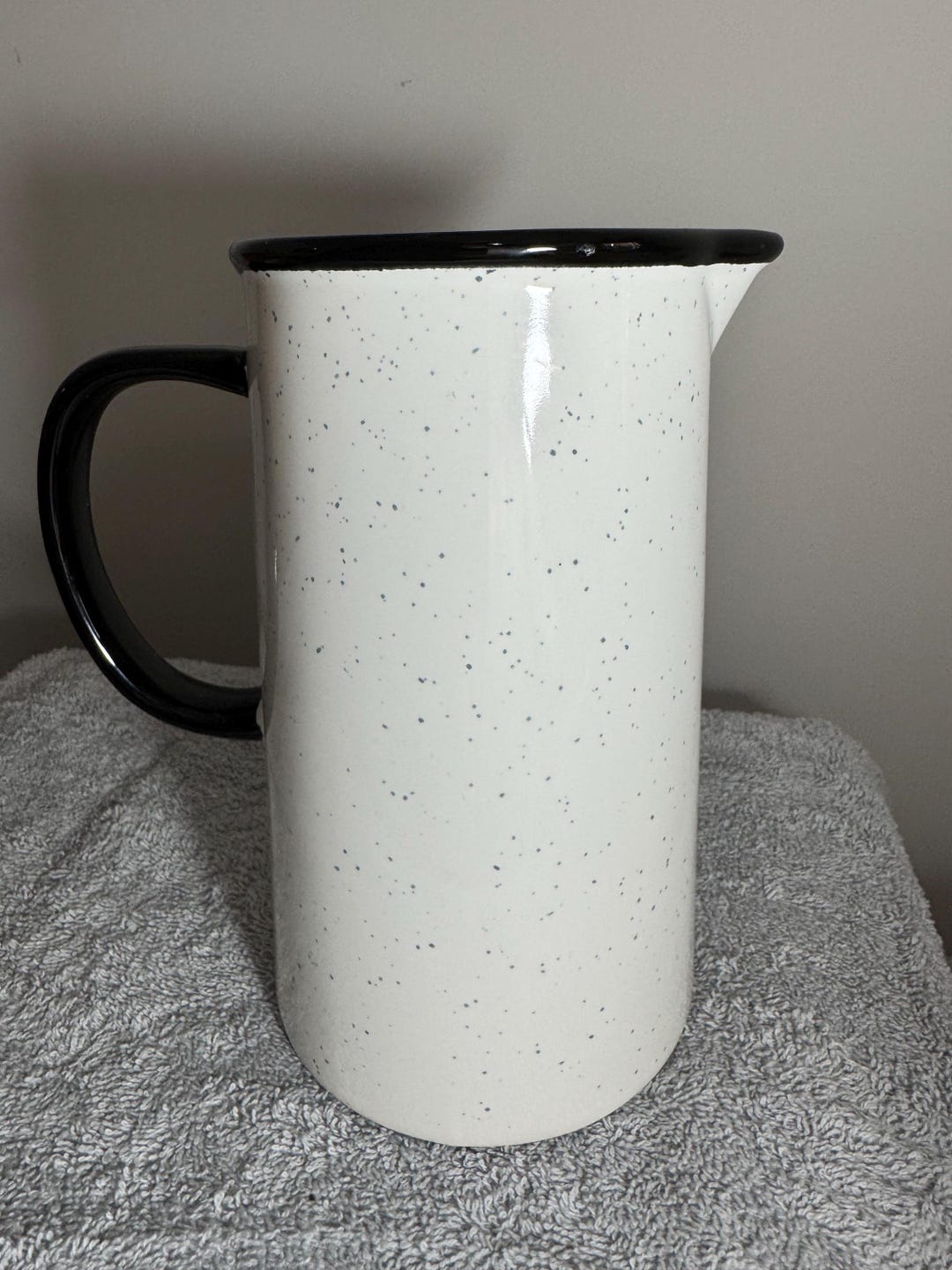 Speckled Stoneware 8" Pitcher Black White Farmhouse Decor - Etsy