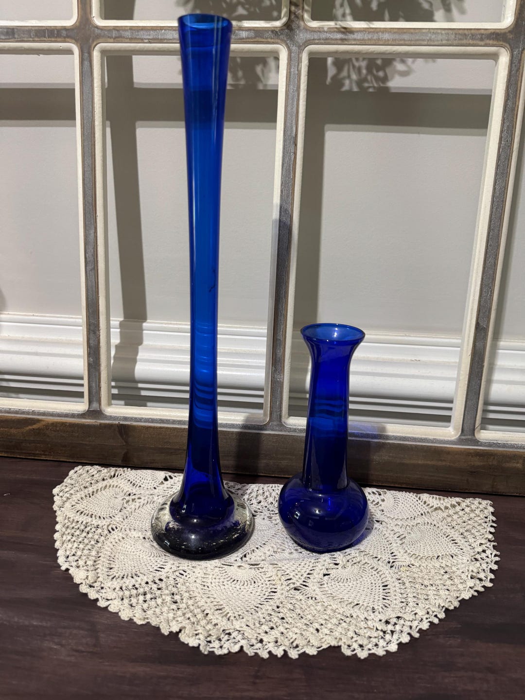 Vintage Cobalt Blue Glass Bulb/bud Vase Genie Bottle 7.5'' Highly ...