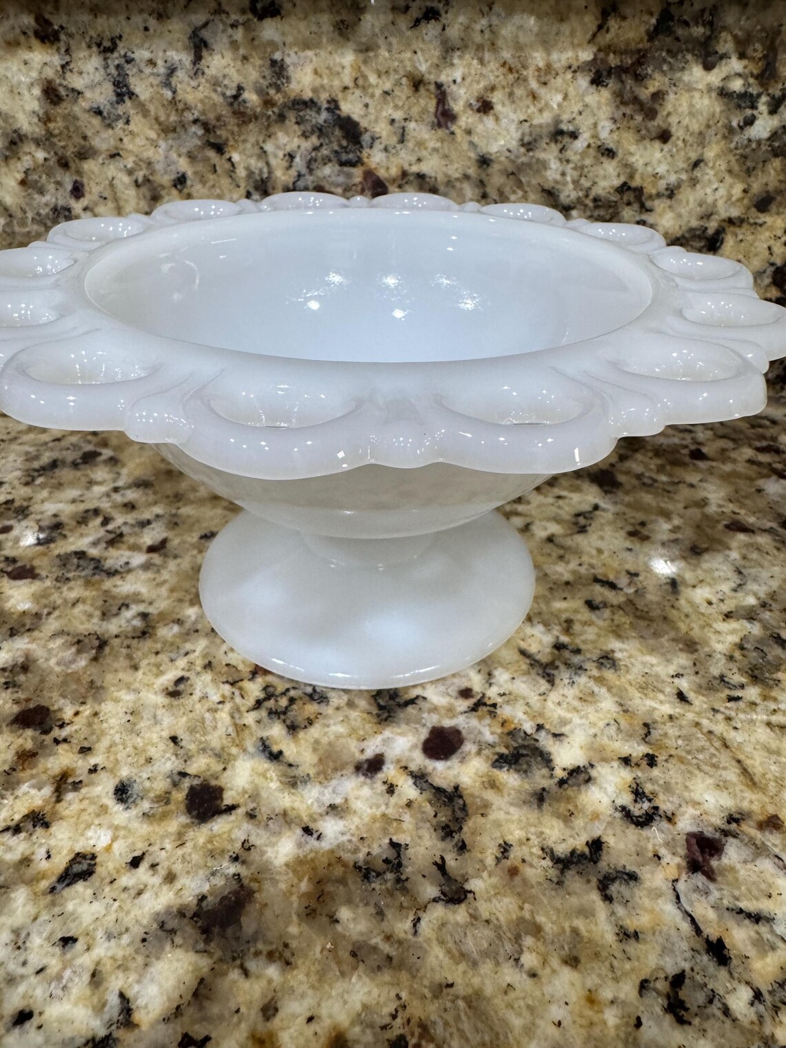 Vtg White Milk Glass Compote/candy Dish 5 Tall Octagon Shaped W/grapes ...
