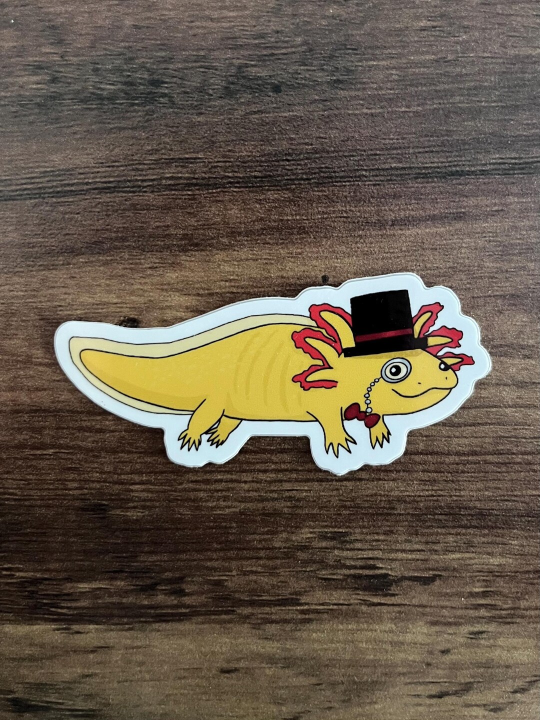 Dapper Axolotl Sticker, 3", Water Bottle Sticker, Laptop Decal, Cute ...