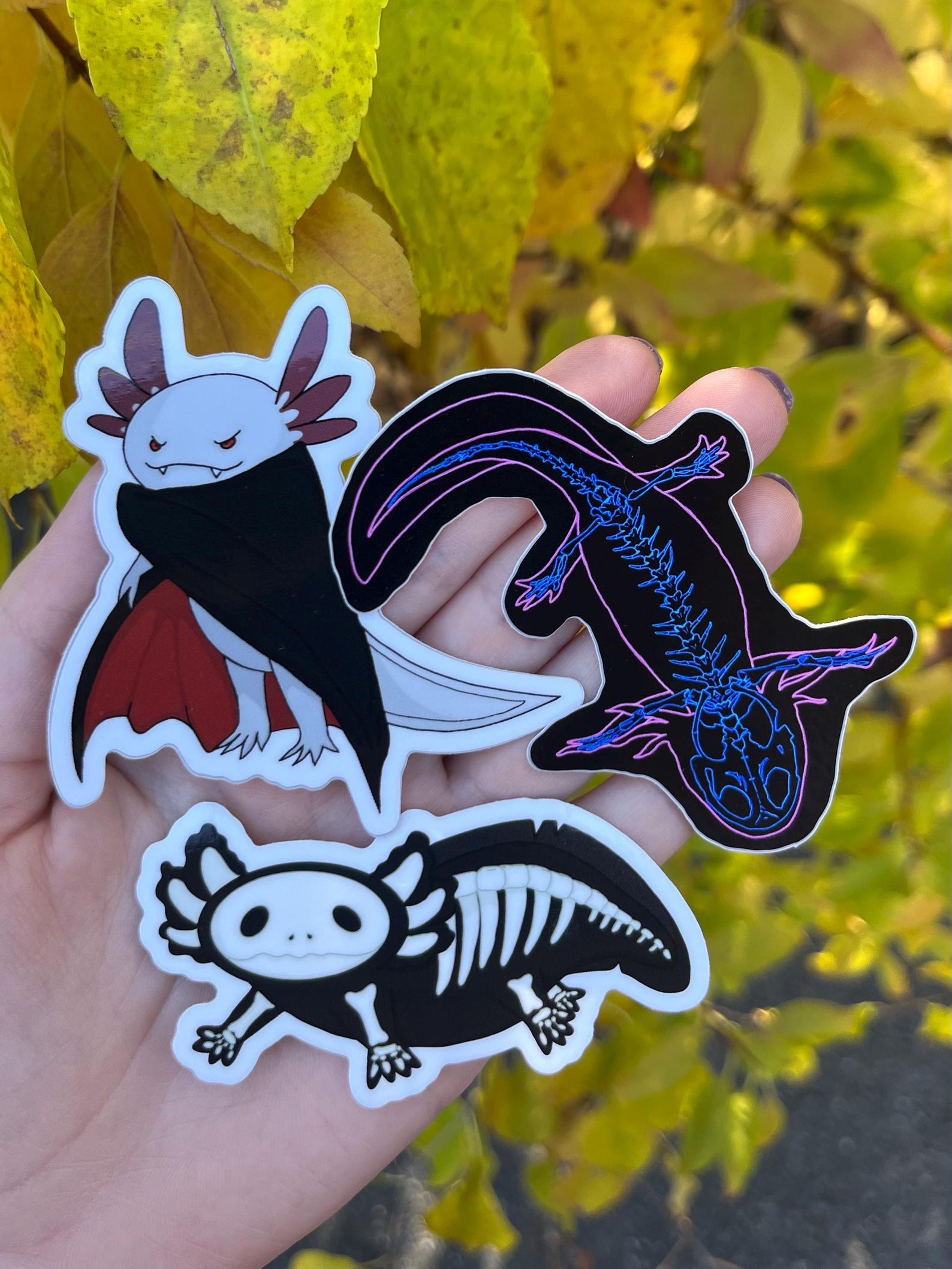 Spooky Axolotls Halloween Sticker Set, 3", Water Bottle, Laptop Decal ...