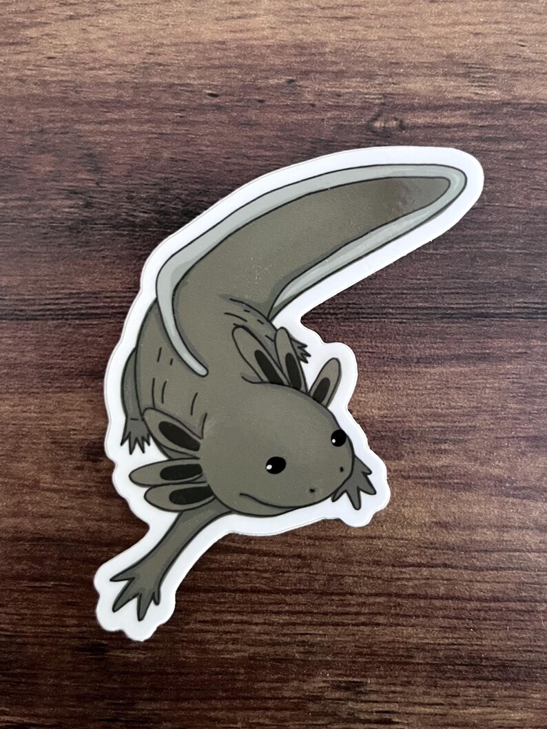 Wild Type Axolotl Sticker, 3", Water Bottle Sticker, Laptop Decal, Cute ...