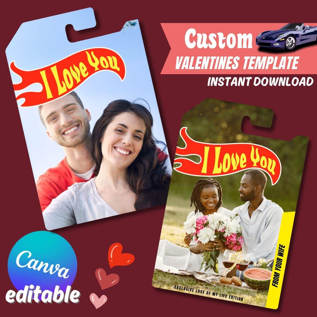 Love Couple Valentine Hot Car Wheels Template | Printable Custom ...