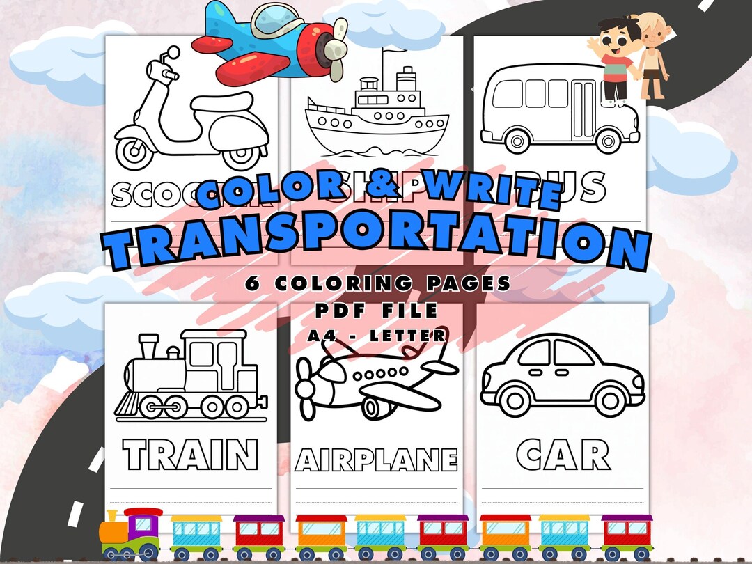 ABC Transportation Coloring Pages, Cute Home Digital Coloring Book ...