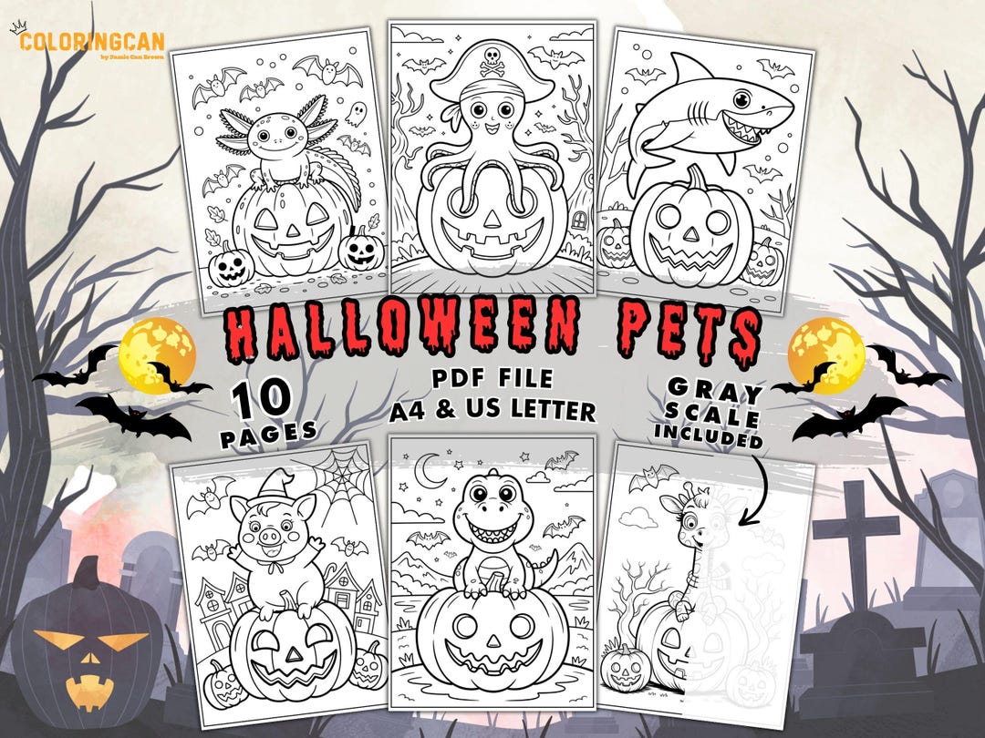 Halloween Pet Coloring Book, Printable Fall October Activity Pages ...