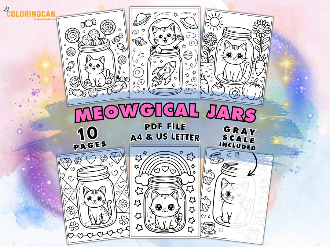 Magical Cat Coloring Book, Cozy Homeschool Fun Digital Coloring Pages ...