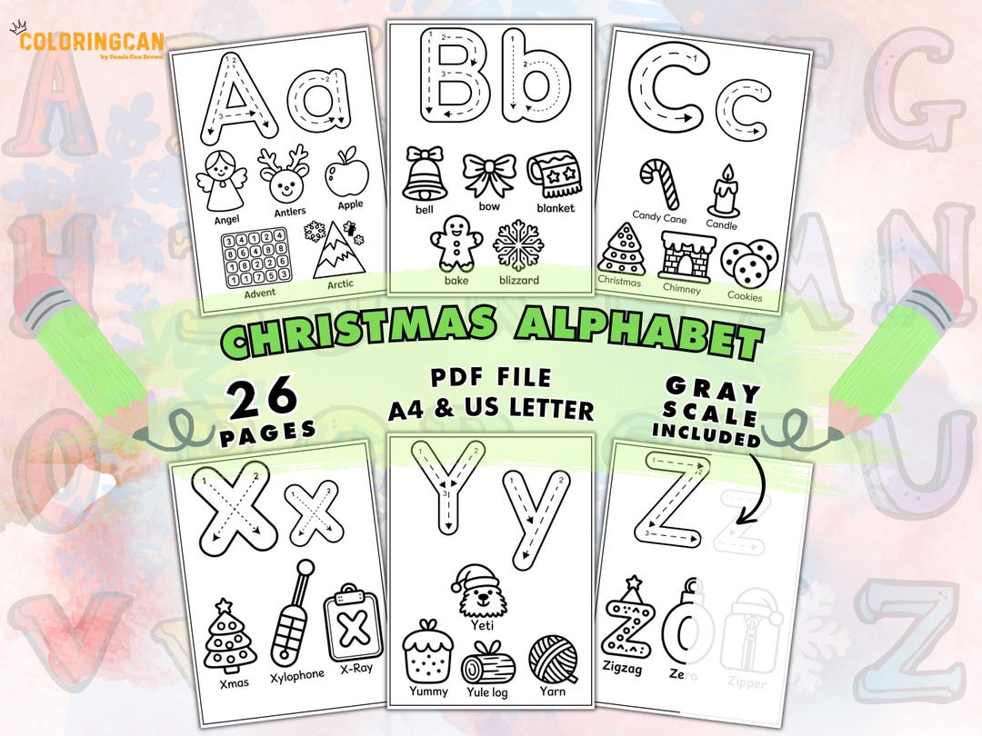 Christmas Alphabet Tracing Coloring Book for Toddlers, A-Z Letter ...