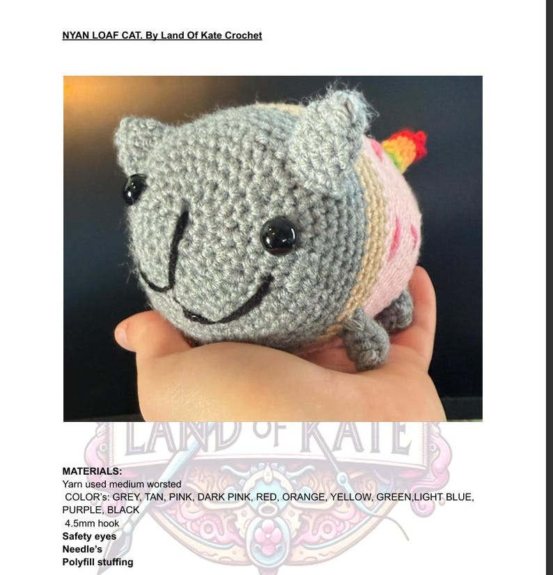 Nyan Loaf Cat *crochet Pattern* - Etsy