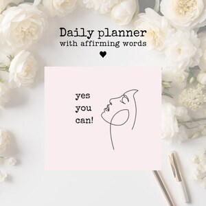 Daily Planner Printable Pink Marble With Selfcare Section and Affirming ...