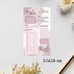 Daily Planner Printable Pink Marble With Selfcare Section and Affirming ...