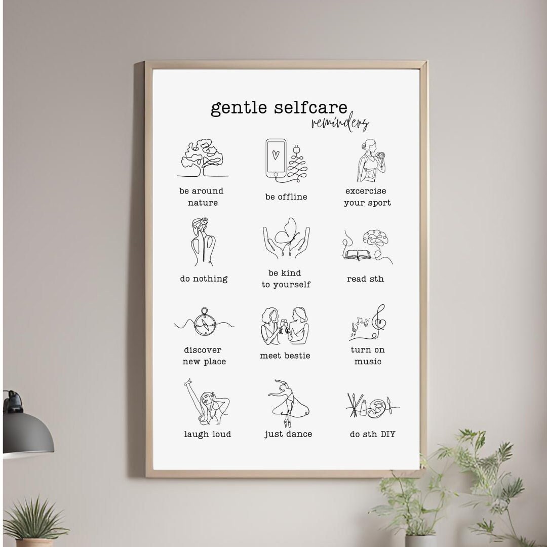 Gentle Selfcare Reminders Printable for Woman, Minimalistic Poster With ...