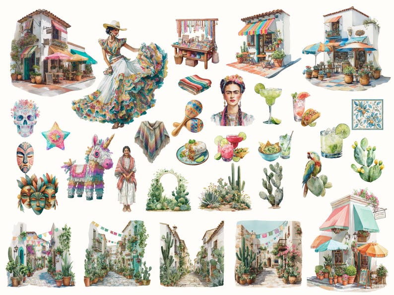 Watercolor Mexico Clipart, Travel Graphics (digital Download) - Etsy