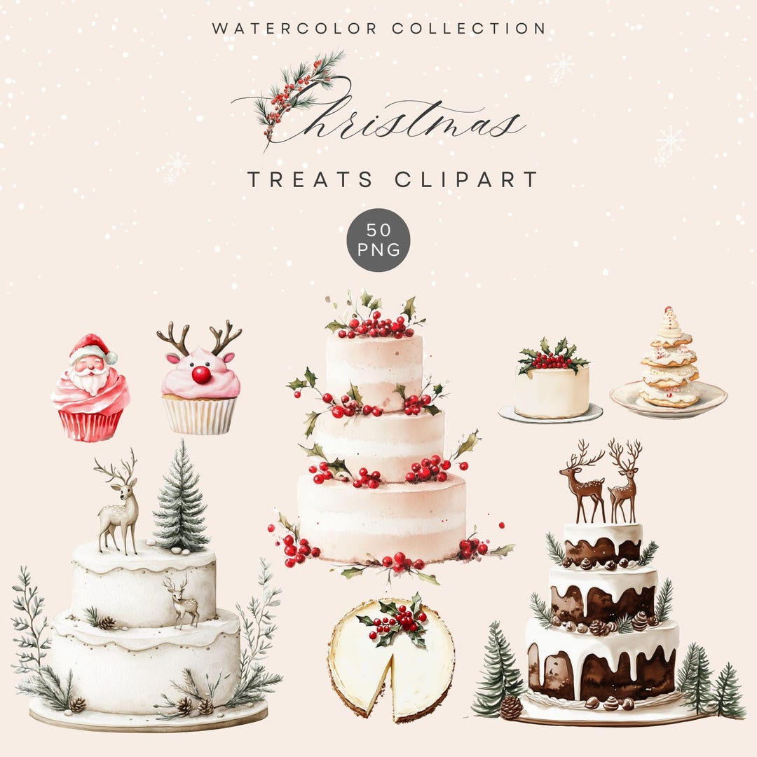 Watercolor Christmas Treats Clipart, Christmas Festive Cookies ...