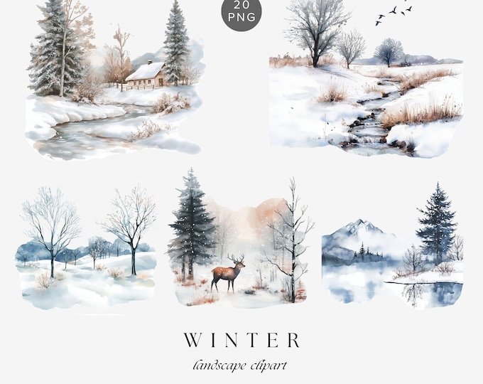 Circular Winter Scenes Landscape PNG, Winter Woodland Clipart, Snowy ...
