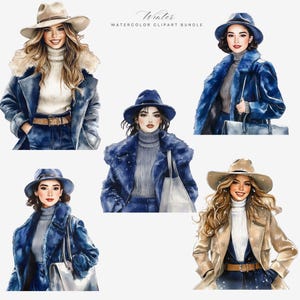 Watercolor Winter Girls Clipart, Fashion Girl Clipart, Watercolor ...