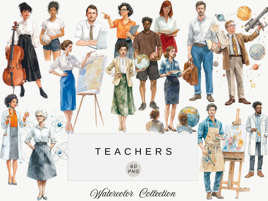 Watercolor Teacher Clipart, School Illustrations (digital Download) - Etsy