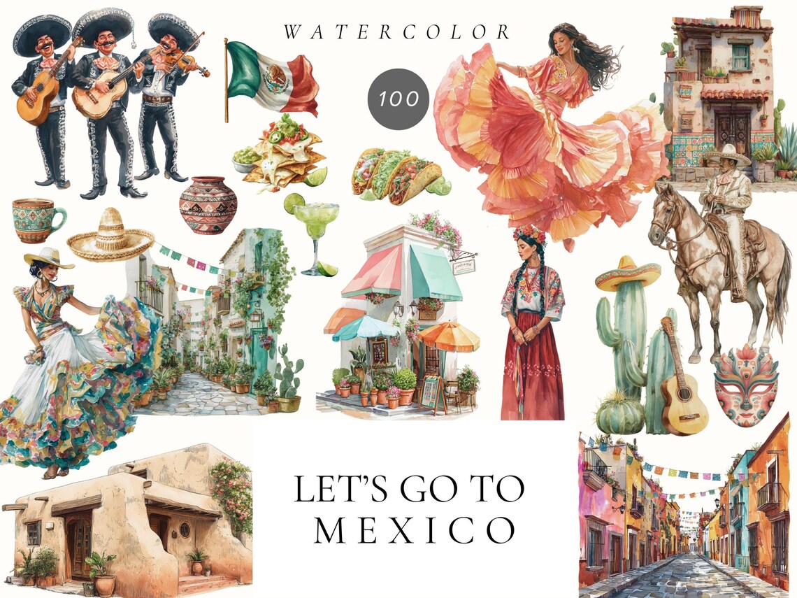 Watercolor Mexico Clipart, Travel Graphics (digital Download) - Etsy