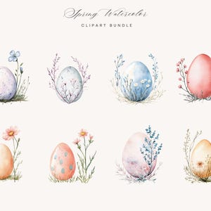 Watercolor Floral Easter Eggs Clipart – Spring Nest Art, Digital ...