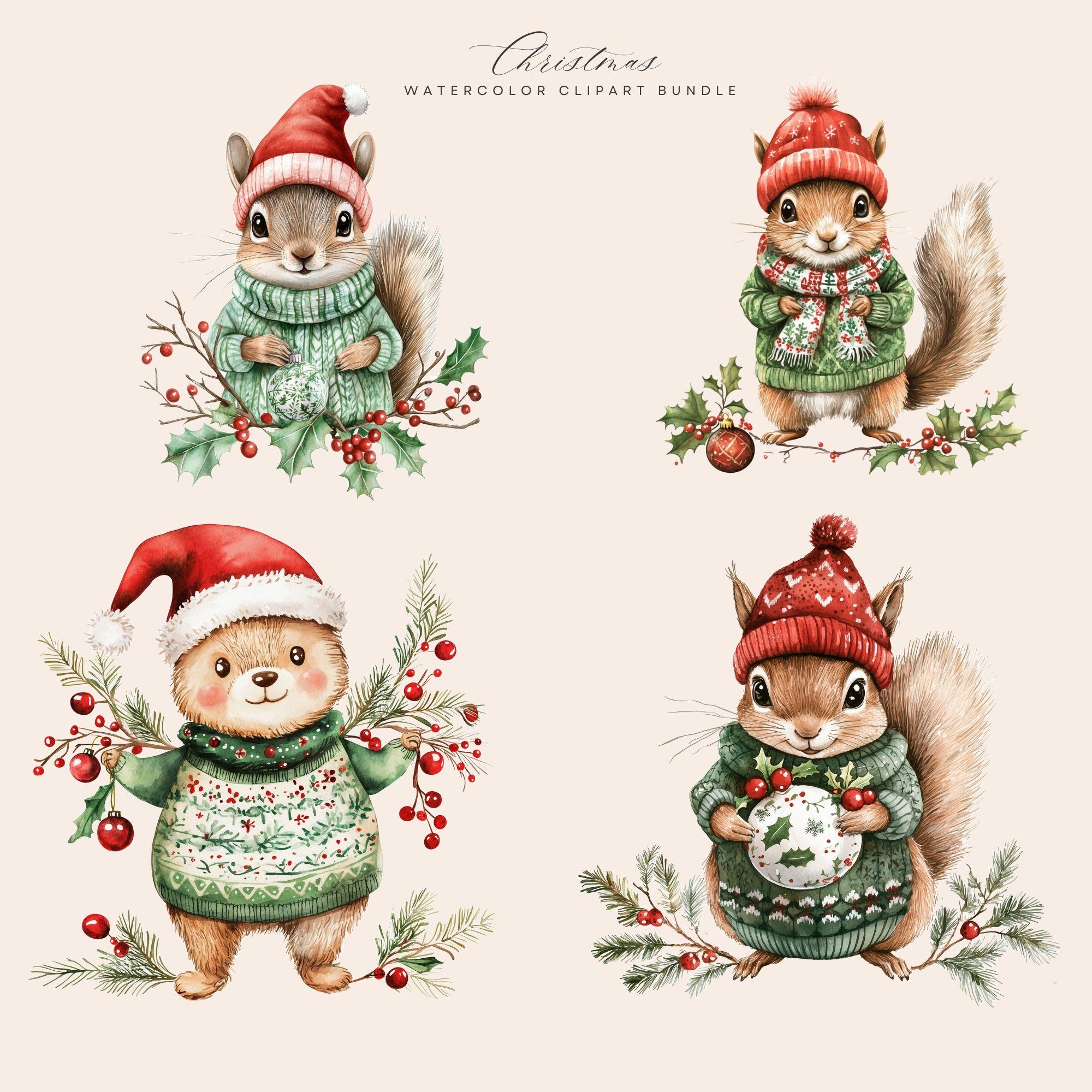Watercolor Christmas Animals Clipart – Baby Forest Animal PNG Set ...