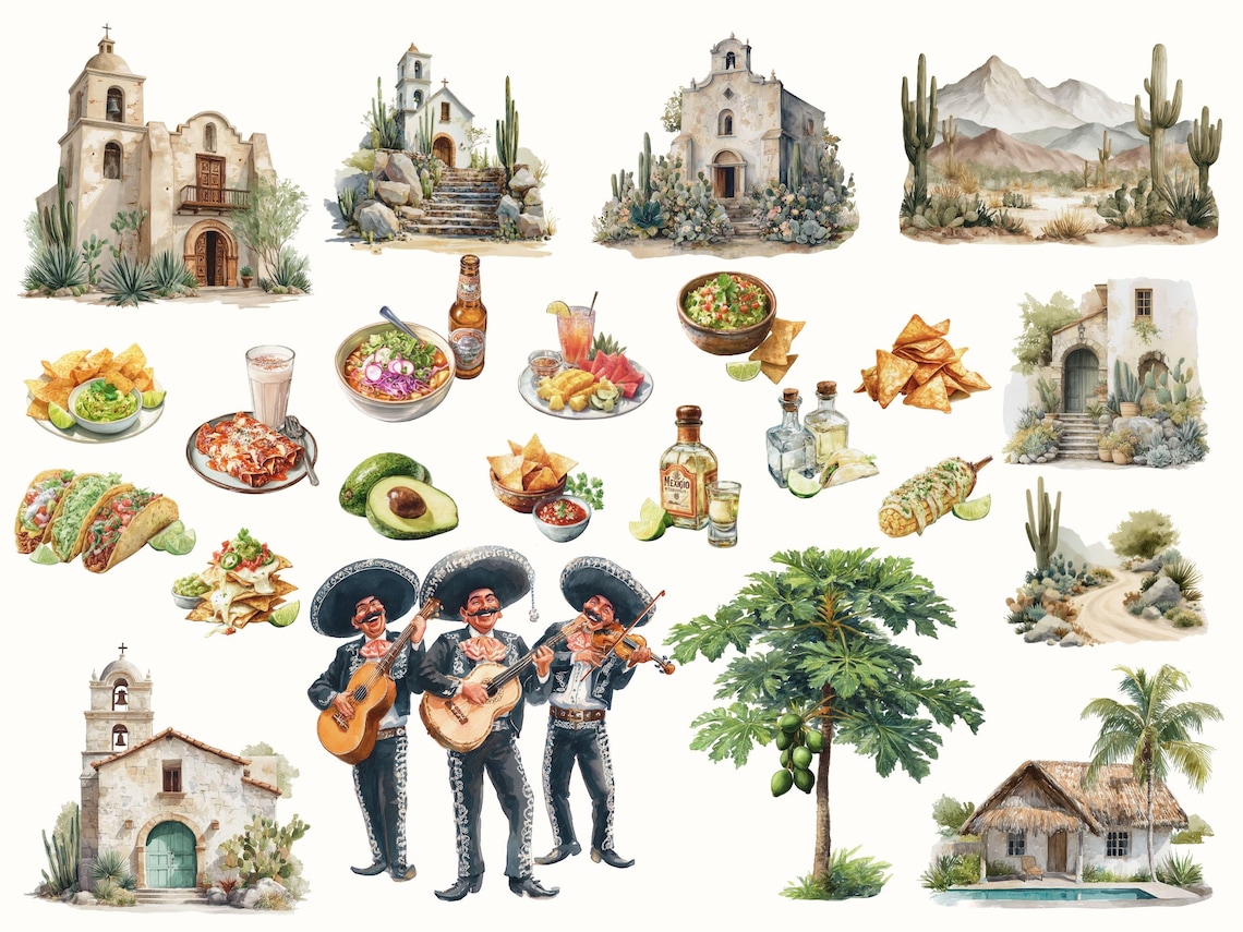 Watercolor Mexico Clipart, Travel Graphics (digital Download) - Etsy
