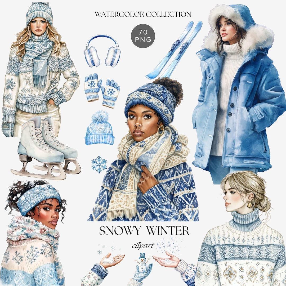 Watercolor Snowy Winter Clipart, Snowy Season Png, Sweater Snow ...