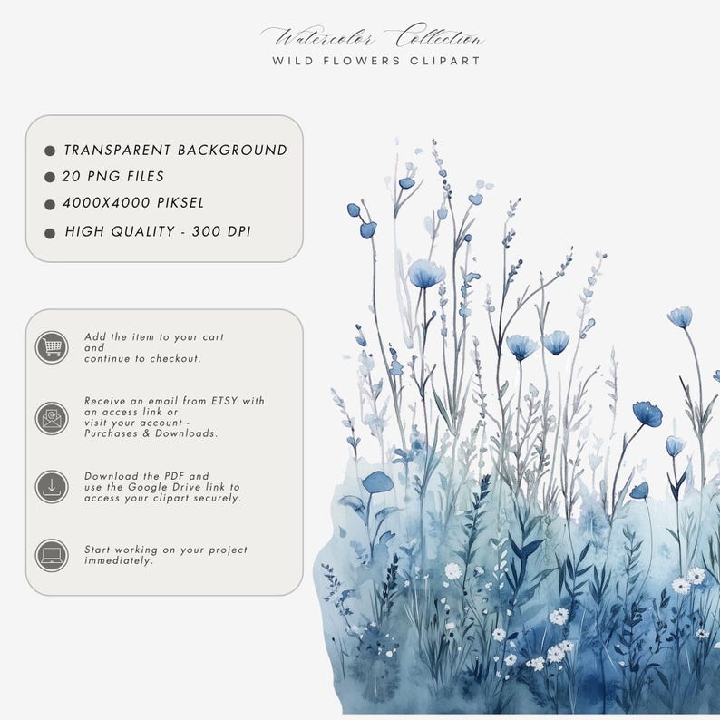 Watercolor Wild Flowers Clipart, Frosty Wild Flowers Png, Winter ...
