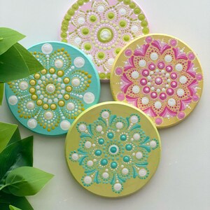 Handcrafted Mandala Coaster Sets Burst of Color - Etsy