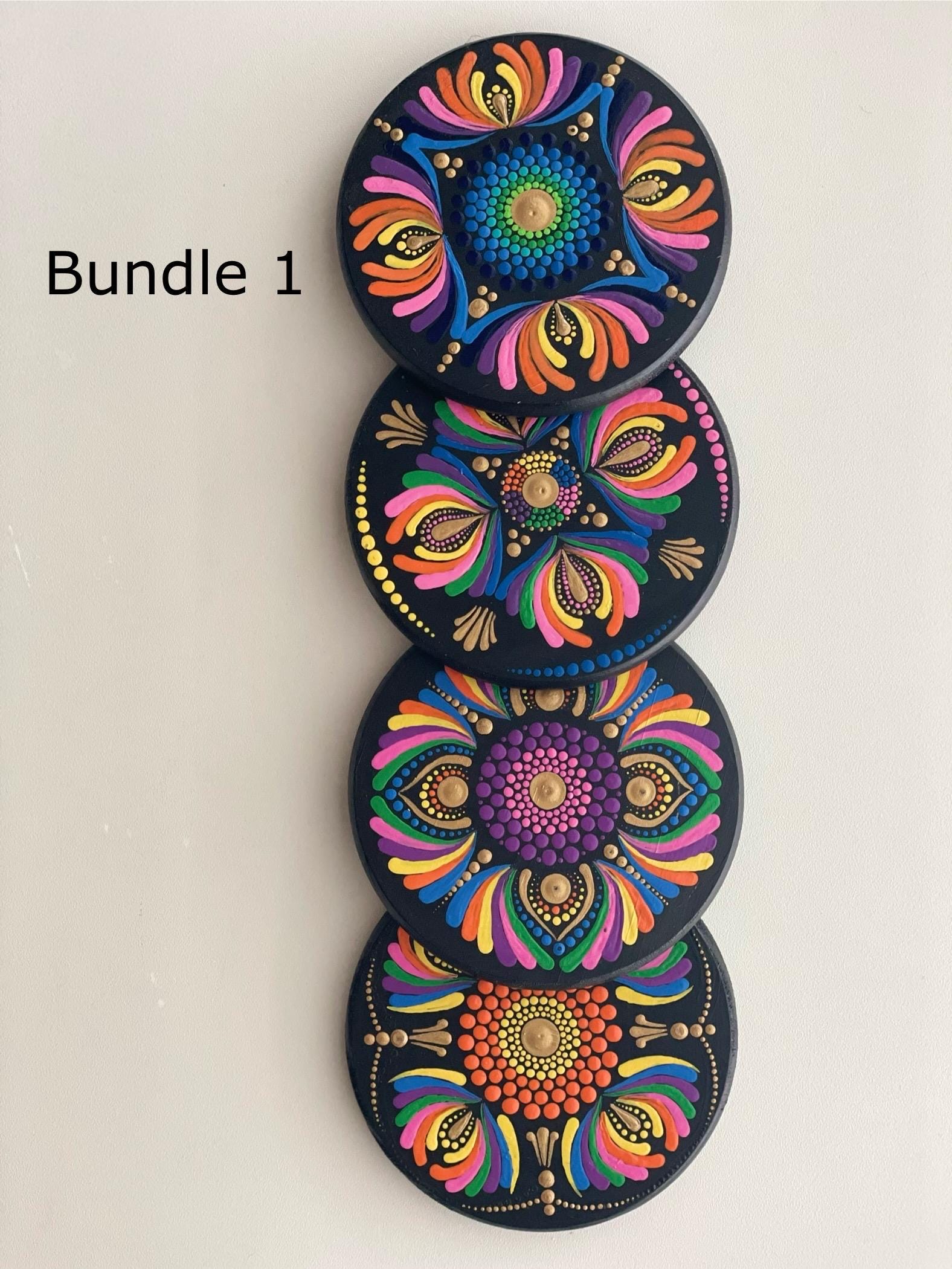 Handcrafted Mandala Coaster Sets Burst of Color - Etsy