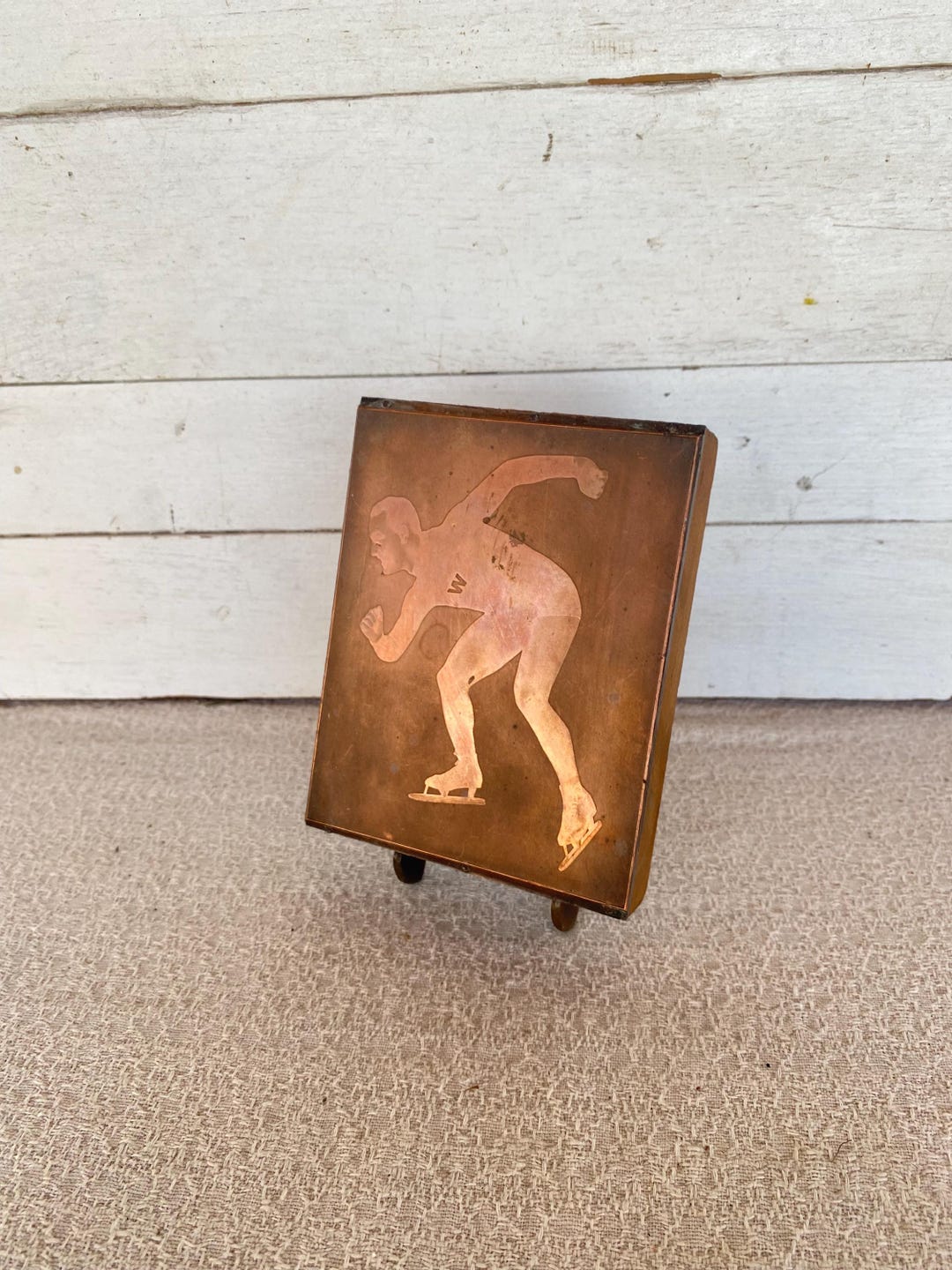 Vintage Intaglio Copper Printing Plate of Ice Skater - Etsy