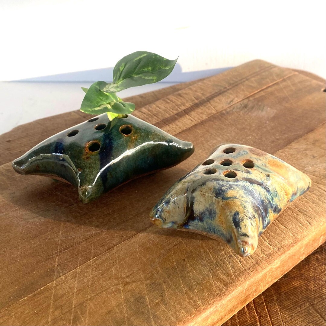 Vintage Studio Pottery Flower Frog Vases - Set of 2 - Etsy