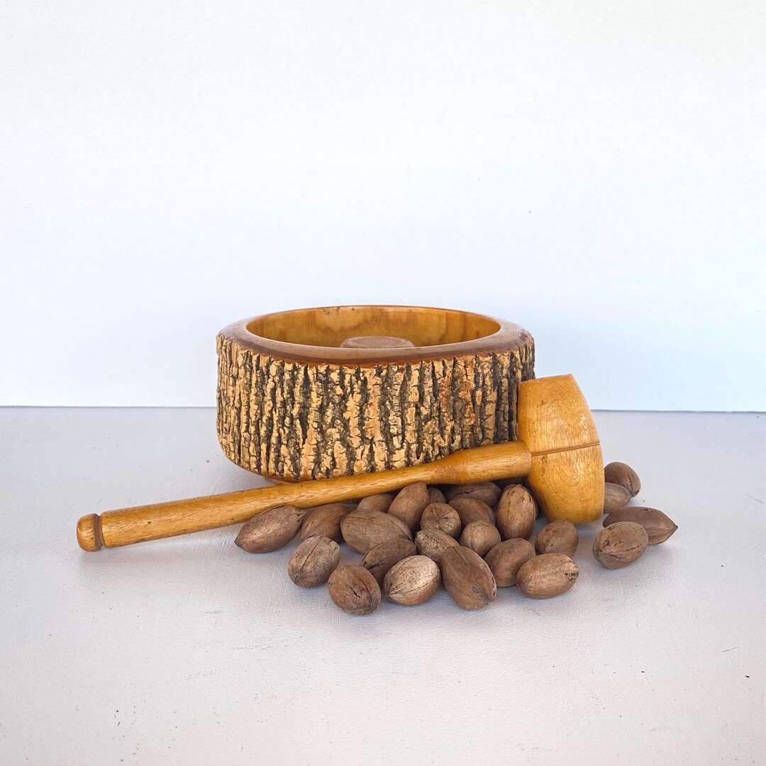 Vintage Live Edge Nut Bowl and Mallet - Etsy
