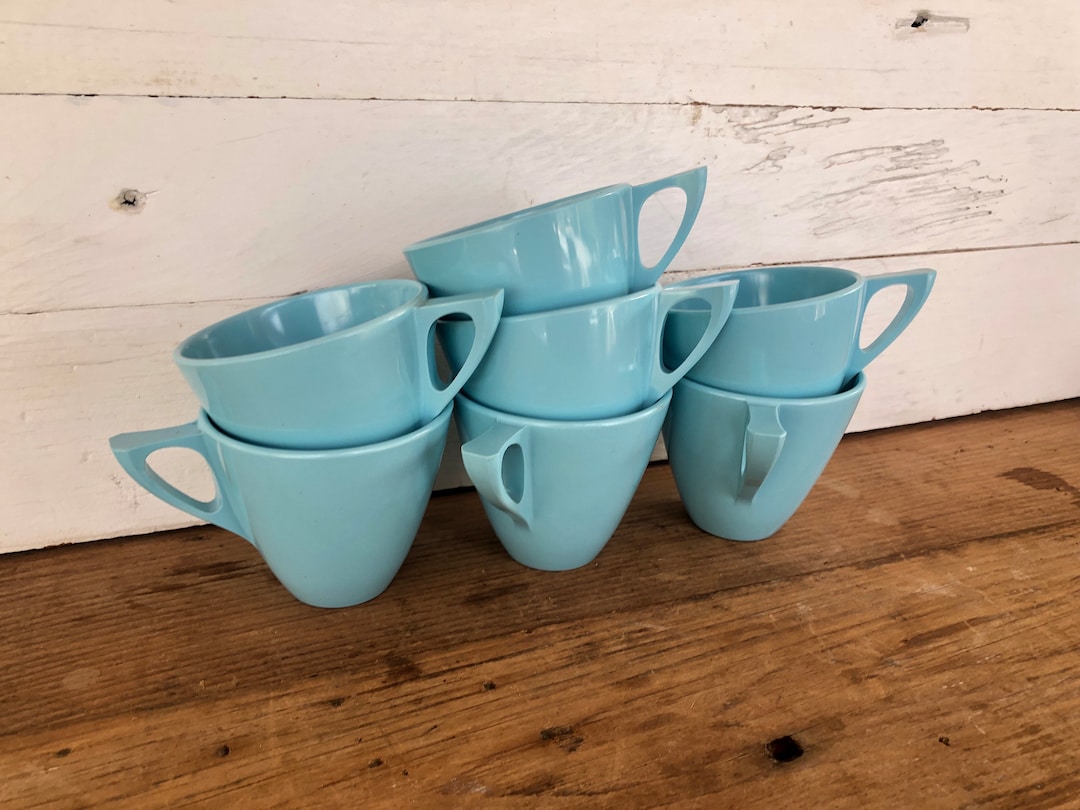 Retro Melmac Coffee Cups - Marcrest Robin's Egg Blue - MCM Set of 7 - Etsy