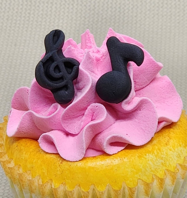 Music Notes G Clef Symbol Fondant Cupcake Toppers 12 Cake Decorations ...