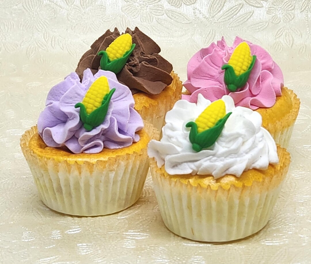12 Edible Corn on the Cob Fondant Cupcake Toppers, Farm Birthday Cake ...